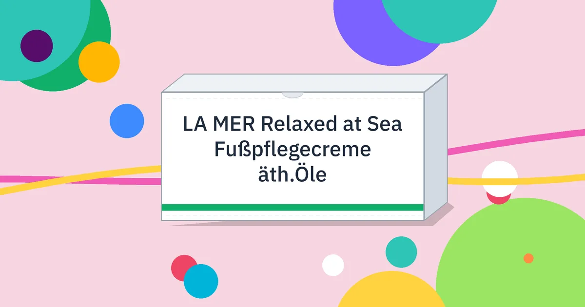 Symbolbild: Packung mit der Aufschrift LA MER Relaxed at Sea Fußpflegecreme äth.Öle (PZN 17946419) – Verfügbarkeit und Bezug in Apotheken in Frankfurt am Main