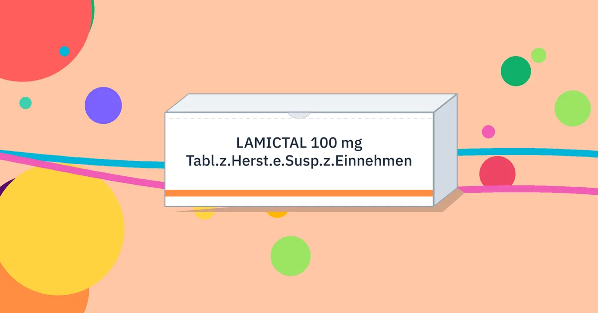 Symbolbild: Packung mit der Aufschrift LAMICTAL 100 mg Tabl.z.Herst.e.Susp.z.Einnehmen (PZN 06108460) – Verfügbarkeit und Bezug in Apotheken in Frankfurt am Main