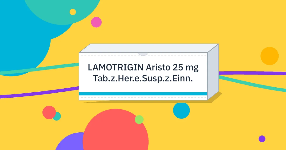 Symbolbild: Packung mit der Aufschrift LAMOTRIGIN Aristo 25 mg Tab.z.Her.e.Susp.z.Einn. (PZN 05510906) – Verfügbarkeit und Bezug in Apotheken in Frankfurt am Main