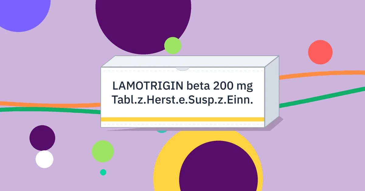 Symbolbild: Packung mit der Aufschrift LAMOTRIGIN beta 200 mg Tabl.z.Herst.e.Susp.z.Einn. (PZN 03645565) – Verfügbarkeit und Bezug in Apotheken in Frankfurt am Main