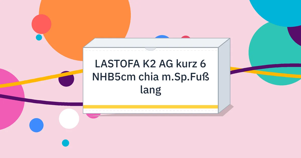 Symbolbild: Packung mit der Aufschrift LASTOFA K2 AG kurz 6 NHB5cm chia m.Sp.Fuß lang (PZN 13807218) – Verfügbarkeit und Bezug in Apotheken in Frankfurt am Main
