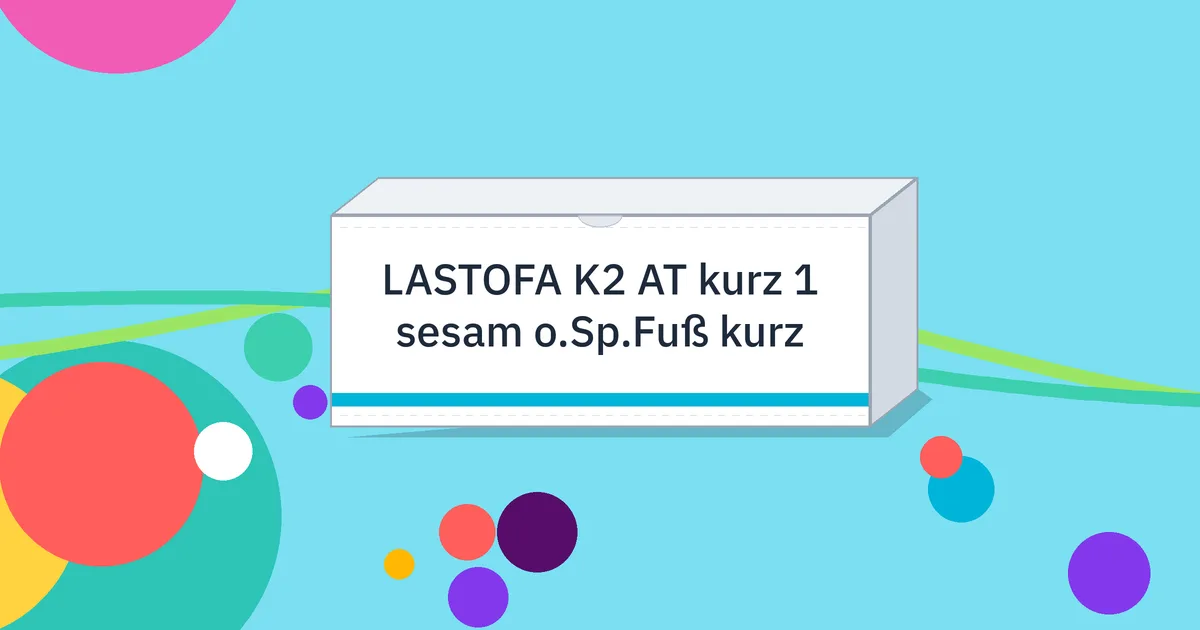 Symbolbild: Packung mit der Aufschrift LASTOFA K2 AT kurz 1 sesam o.Sp.Fuß kurz (PZN 13808407) – Verfügbarkeit und Bezug in Apotheken in Frankfurt am Main