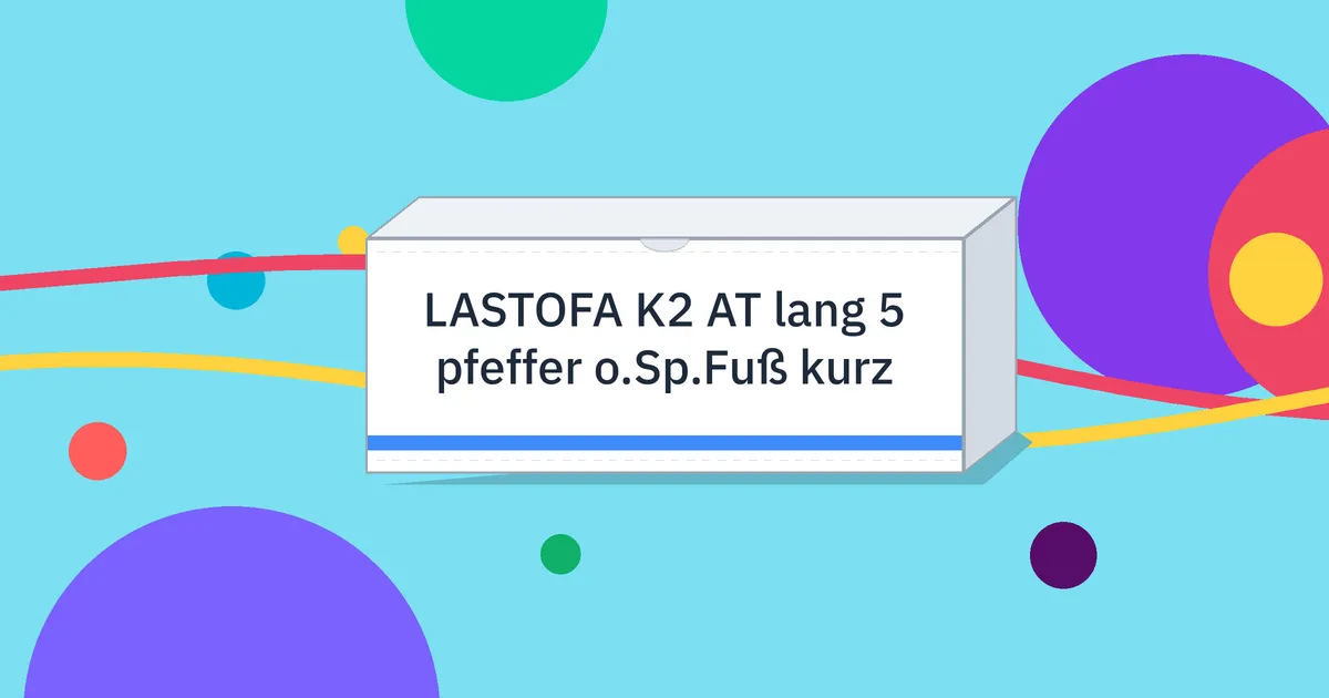 Symbolbild: Packung mit der Aufschrift LASTOFA K2 AT lang 5 pfeffer o.Sp.Fuß kurz (PZN 13809915) – Verfügbarkeit und Bezug in Apotheken in Frankfurt am Main
