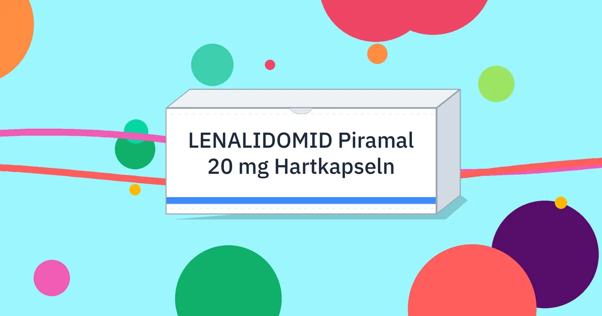 Symbolbild: Packung mit der Aufschrift LENALIDOMID Piramal 20 mg Hartkapseln (PZN 17621433) – Verfügbarkeit und Bezug in Apotheken in Frankfurt am Main