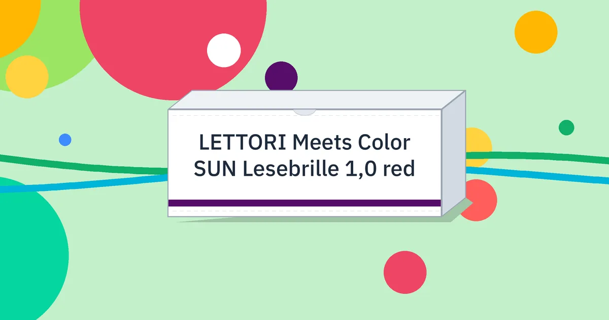 Symbolbild: Packung mit der Aufschrift LETTORI Meets Color SUN Lesebrille 1,0 red (PZN 11163136) – Verfügbarkeit und Bezug in Apotheken in Frankfurt am Main