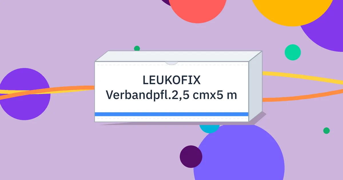 Symbolbild: Packung mit der Aufschrift LEUKOFIX Verbandpfl.2,5 cmx5 m (PZN 04593385) – Verfügbarkeit und Bezug in Apotheken in Frankfurt am Main