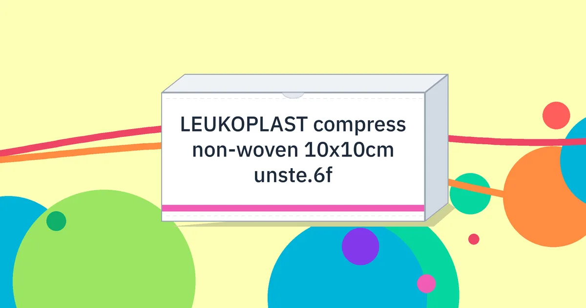 Symbolbild: Packung mit der Aufschrift LEUKOPLAST compress non-woven 10x10cm unste.6f (PZN 19064557) – Verfügbarkeit und Bezug in Apotheken in Frankfurt am Main