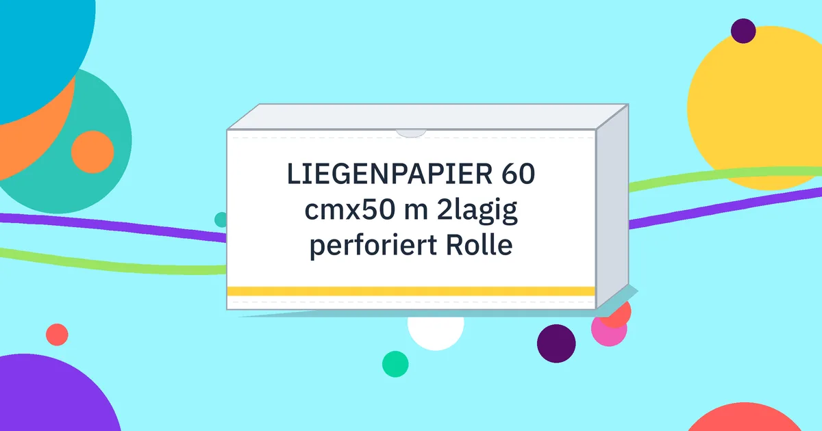 Symbolbild: Packung mit der Aufschrift LIEGENPAPIER 60 cmx50 m 2lagig perforiert Rolle (PZN 18788767) – Verfügbarkeit und Bezug in Apotheken in Frankfurt am Main