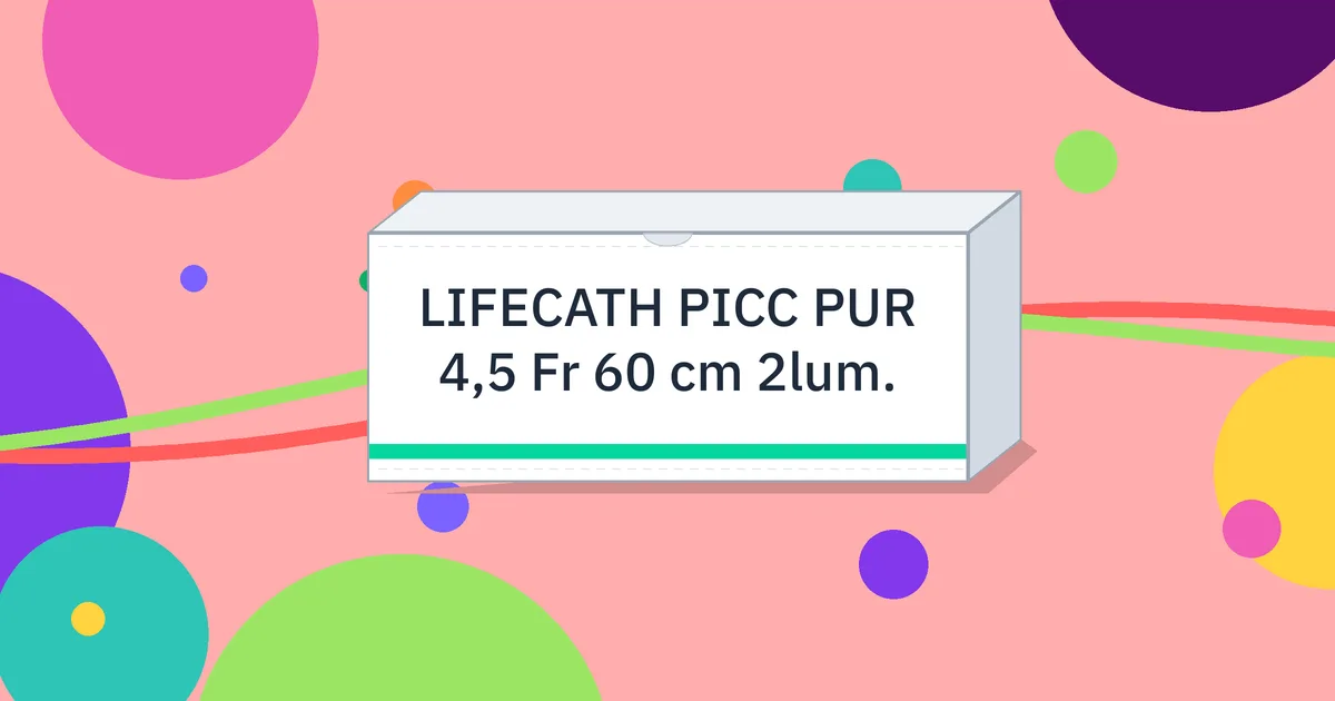 Symbolbild: Packung mit der Aufschrift LIFECATH PICC PUR 4,5 Fr 60 cm 2lum. (PZN 15208976) – Verfügbarkeit und Bezug in Apotheken in Frankfurt am Main