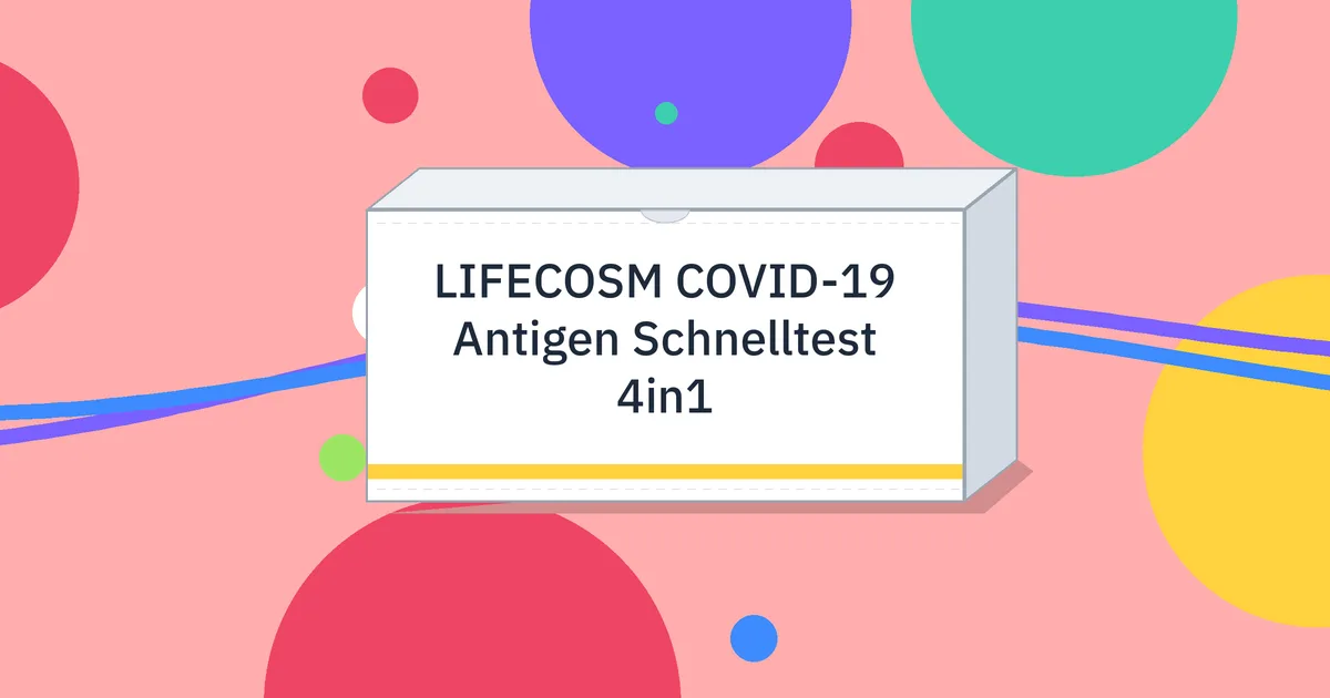 Symbolbild: Packung mit der Aufschrift LIFECOSM COVID-19 Antigen Schnelltest 4in1 (PZN 18229111) – Verfügbarkeit und Bezug in Apotheken in Frankfurt am Main