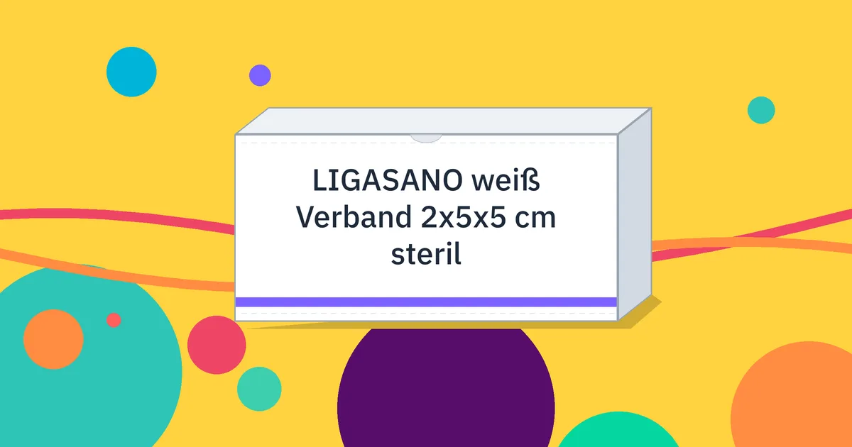 Symbolbild: Packung mit der Aufschrift LIGASANO weiß Verband 2x5x5 cm steril (PZN 17251284) – Verfügbarkeit und Bezug in Apotheken in Frankfurt am Main