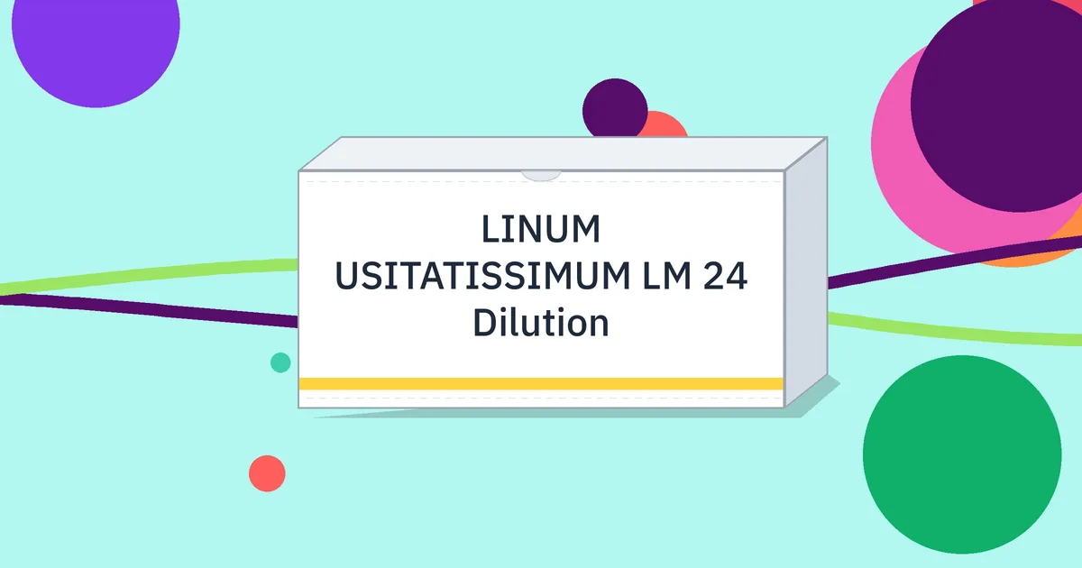 Symbolbild: Packung mit der Aufschrift LINUM USITATISSIMUM LM 24 Dilution (PZN 13530745) – Verfügbarkeit und Bezug in Apotheken in Frankfurt am Main