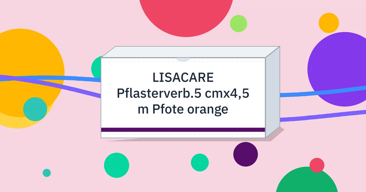 Symbolbild: Packung mit der Aufschrift LISACARE Pflasterverb.5 cmx4,5 m Pfote orange (PZN 17892468) – Verfügbarkeit und Bezug in Apotheken in Frankfurt am Main