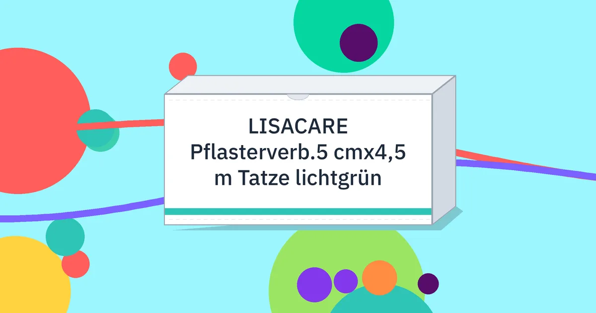 Symbolbild: Packung mit der Aufschrift LISACARE Pflasterverb.5 cmx4,5 m Tatze lichtgrün (PZN 17892327) – Verfügbarkeit und Bezug in Apotheken in Frankfurt am Main