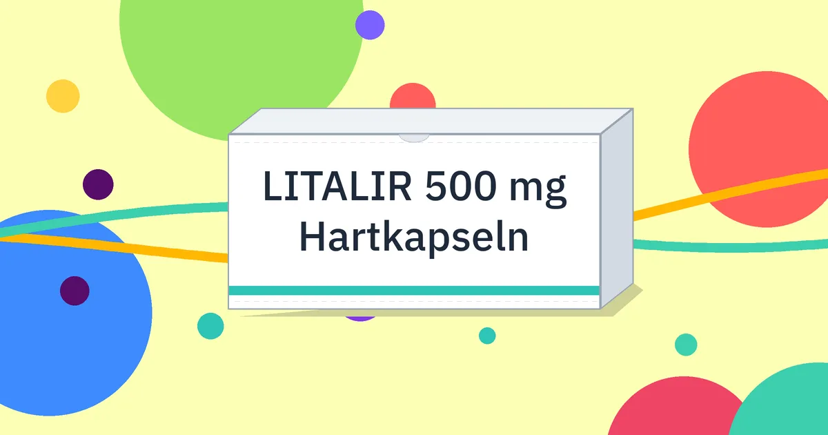 Symbolbild: Packung mit der Aufschrift LITALIR 500 mg Hartkapseln (PZN 01218847) – Verfügbarkeit und Bezug in Apotheken in Frankfurt am Main