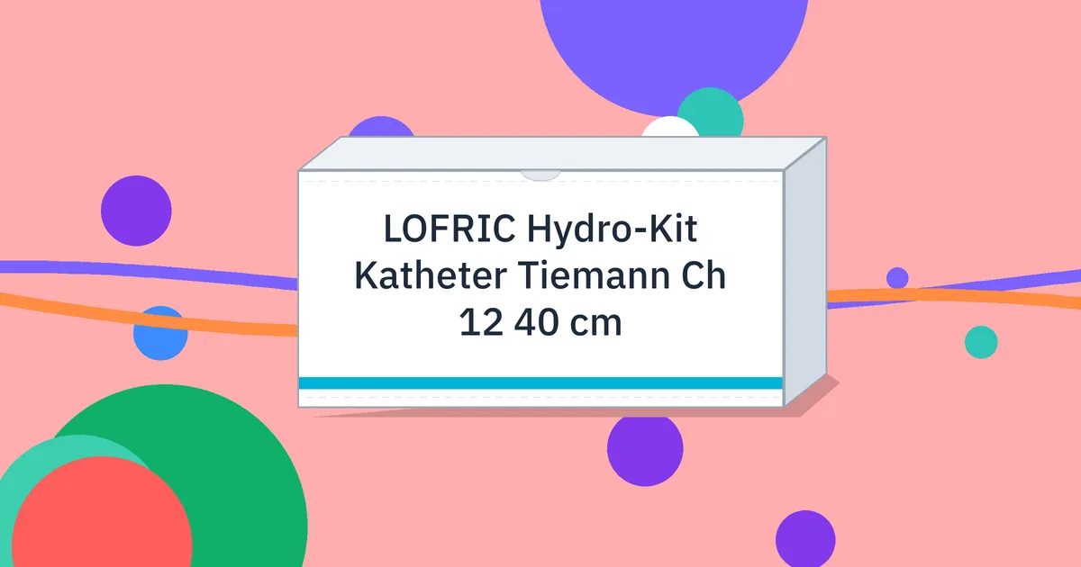 Symbolbild: Packung mit der Aufschrift LOFRIC Hydro-Kit Katheter Tiemann Ch 12 40 cm (PZN 17153802) – Verfügbarkeit und Bezug in Apotheken in Frankfurt am Main