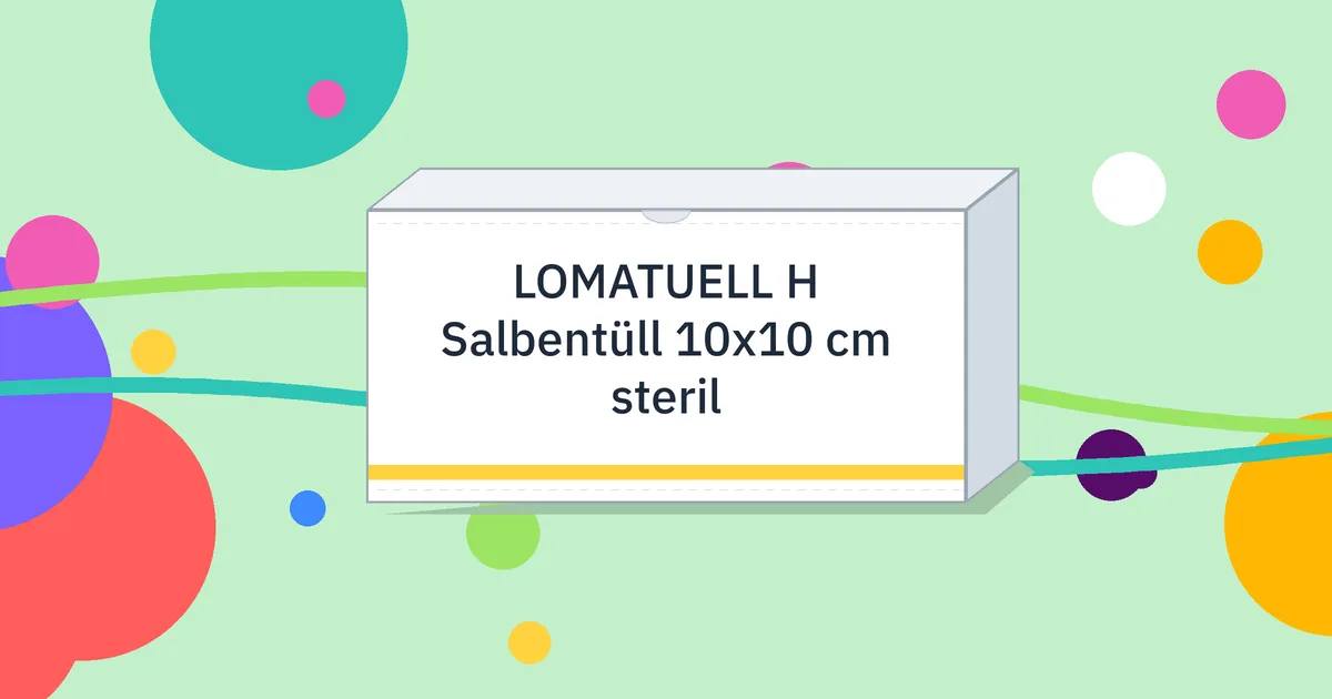 Symbolbild: Packung mit der Aufschrift LOMATUELL H Salbentüll 10x10 cm steril (PZN 17381101) – Verfügbarkeit und Bezug in Apotheken in Frankfurt am Main
