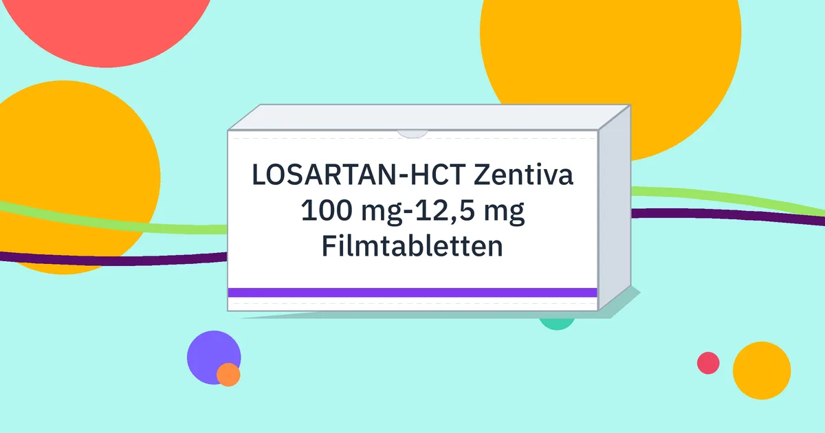Symbolbild: Packung mit der Aufschrift LOSARTAN-HCT Zentiva 100 mg-12,5 mg Filmtabletten (PZN 16222547) – Verfügbarkeit und Bezug in Apotheken in Frankfurt am Main
