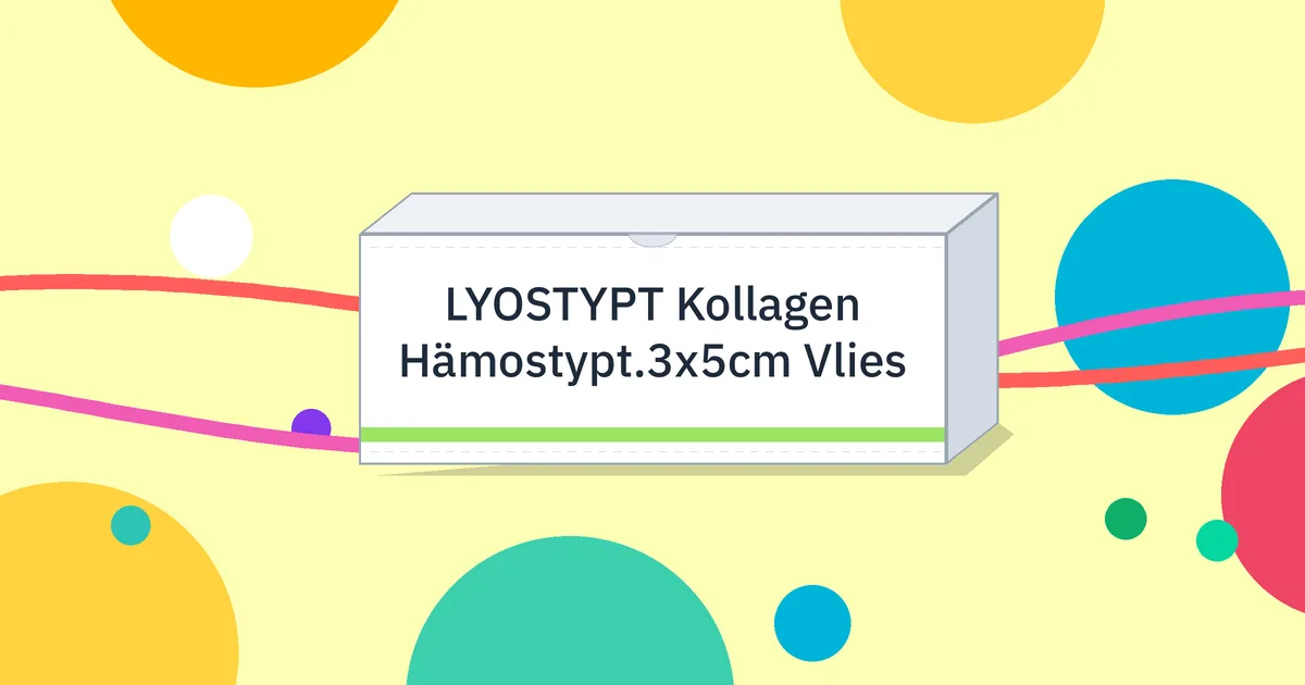 Symbolbild: Packung mit der Aufschrift LYOSTYPT Kollagen Hämostypt.3x5cm Vlies (PZN 00811951) – Verfügbarkeit und Bezug in Apotheken in Frankfurt am Main