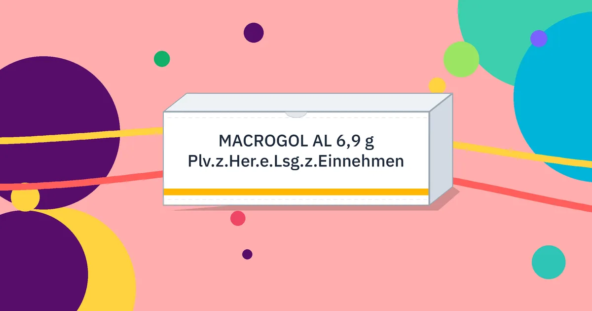 Symbolbild: Packung mit der Aufschrift MACROGOL AL 6,9 g Plv.z.Her.e.Lsg.z.Einnehmen (PZN 08840828) – Verfügbarkeit und Bezug in Apotheken in Frankfurt am Main