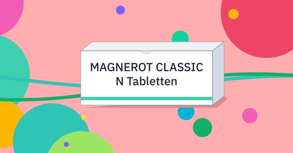 Symbolbild: Packung mit der Aufschrift MAGNEROT CLASSIC N Tabletten (PZN 00150774) – Verfügbarkeit und Bezug in Apotheken in Frankfurt am Main