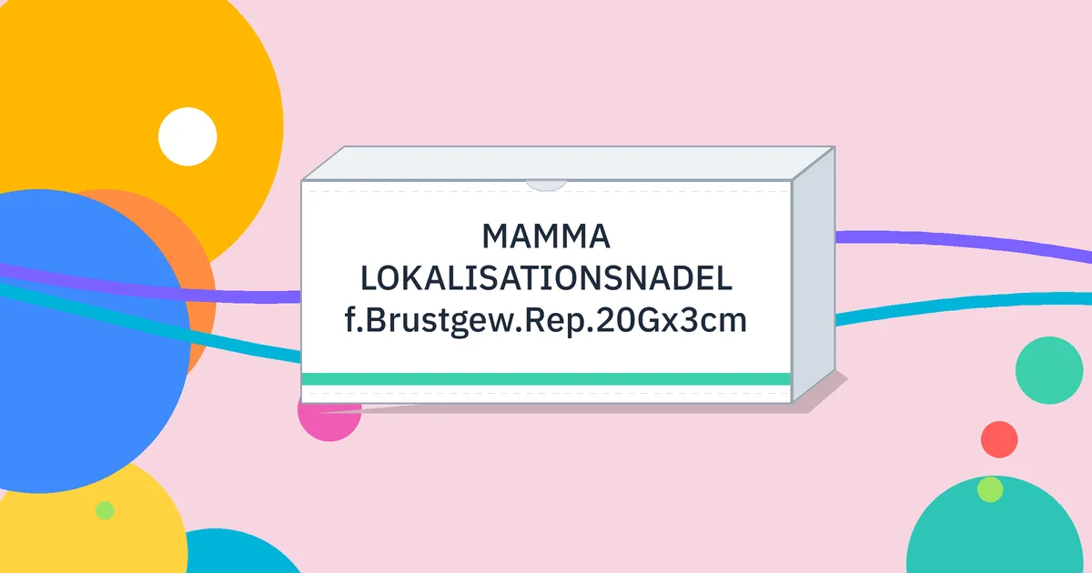 Symbolbild: Packung mit der Aufschrift MAMMA LOKALISATIONSNADEL f.Brustgew.Rep.20Gx3cm (PZN 00285155) – Verfügbarkeit und Bezug in Apotheken in Frankfurt am Main