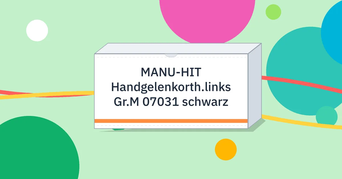 Symbolbild: Packung mit der Aufschrift MANU-HIT Handgelenkorth.links Gr.M 07031 schwarz (PZN 01578043) – Verfügbarkeit und Bezug in Apotheken in Frankfurt am Main