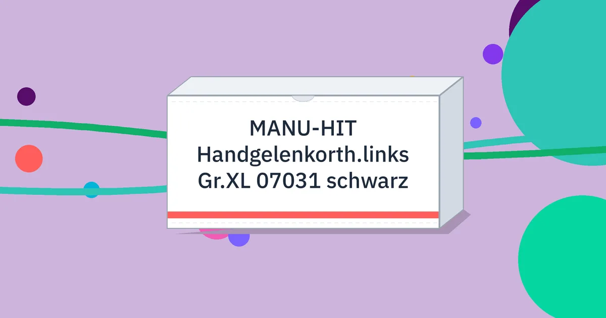 Symbolbild: Packung mit der Aufschrift MANU-HIT Handgelenkorth.links Gr.XL 07031 schwarz (PZN 01578072) – Verfügbarkeit und Bezug in Apotheken in Frankfurt am Main