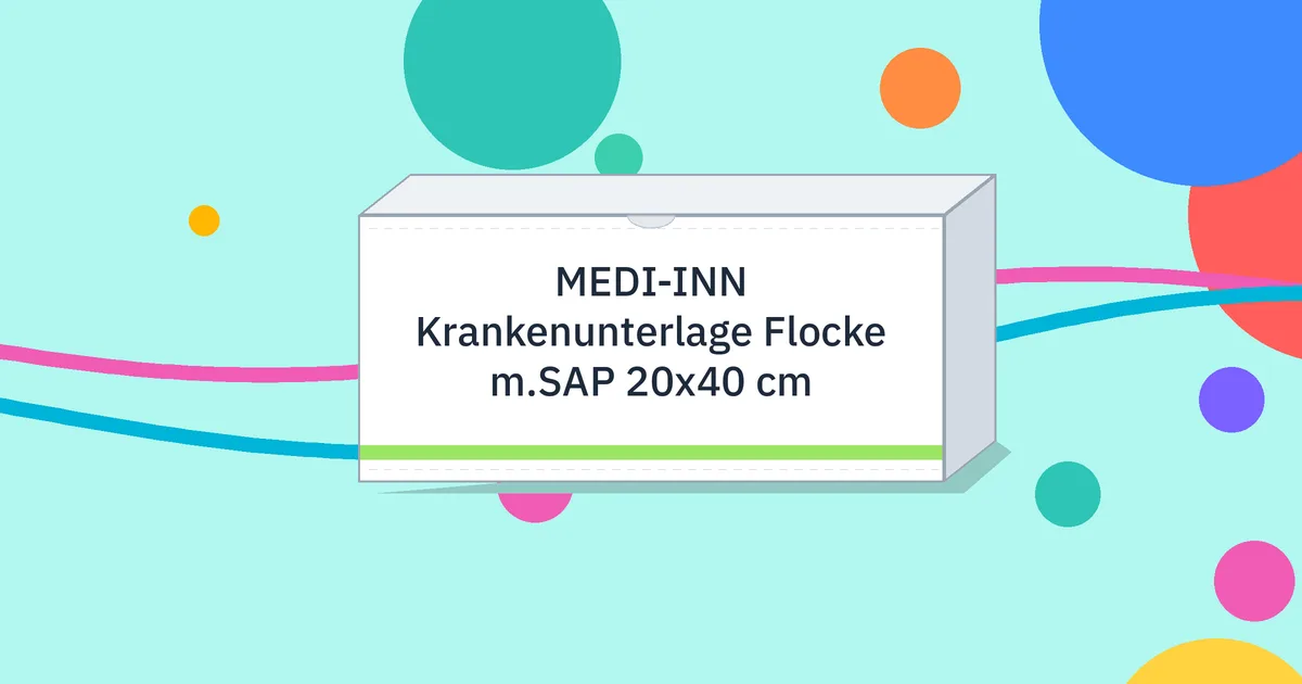 Symbolbild: Packung mit der Aufschrift MEDI-INN Krankenunterlage Flocke m.SAP 20x40 cm (PZN 04602227) – Verfügbarkeit und Bezug in Apotheken in Frankfurt am Main
