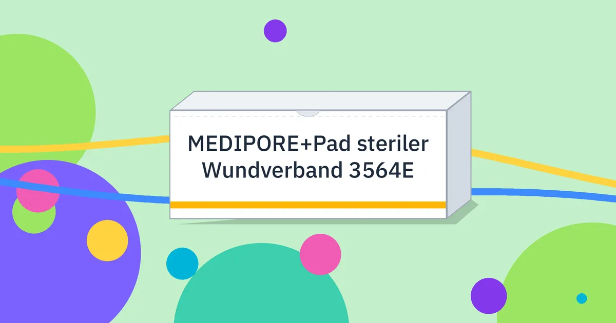 Symbolbild: Packung mit der Aufschrift MEDIPORE+Pad steriler Wundverband 3564E (PZN 01681189) – Verfügbarkeit und Bezug in Apotheken in Frankfurt am Main