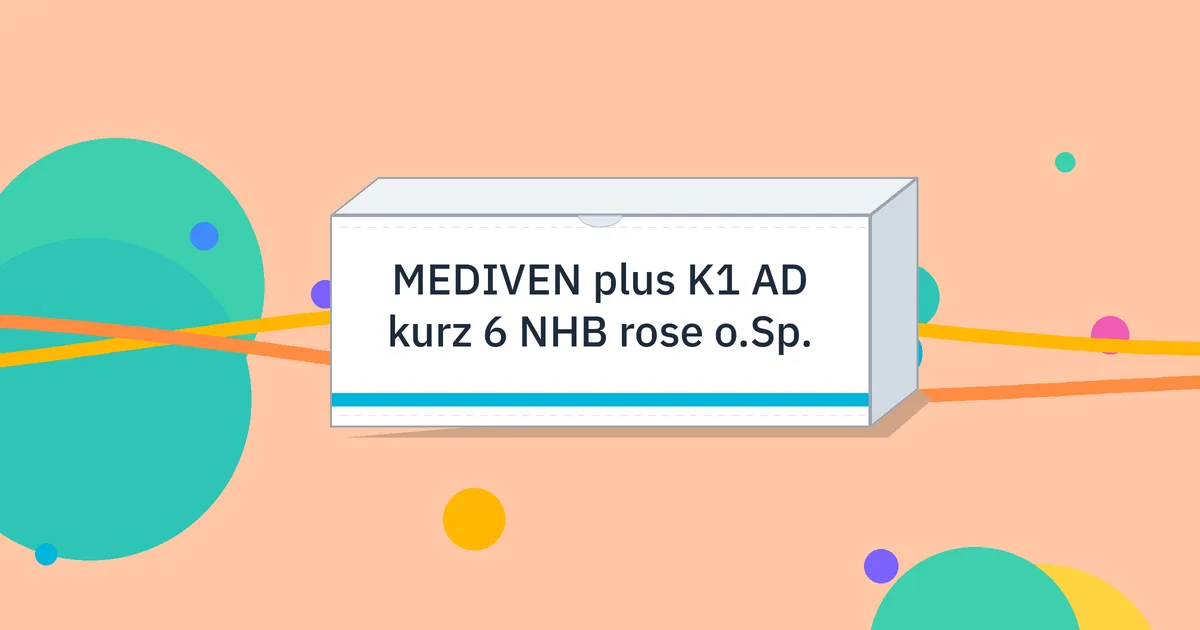 Symbolbild: Packung mit der Aufschrift MEDIVEN plus K1 AD kurz 6 NHB rose o.Sp. (PZN 15897881) – Verfügbarkeit und Bezug in Apotheken in Frankfurt am Main