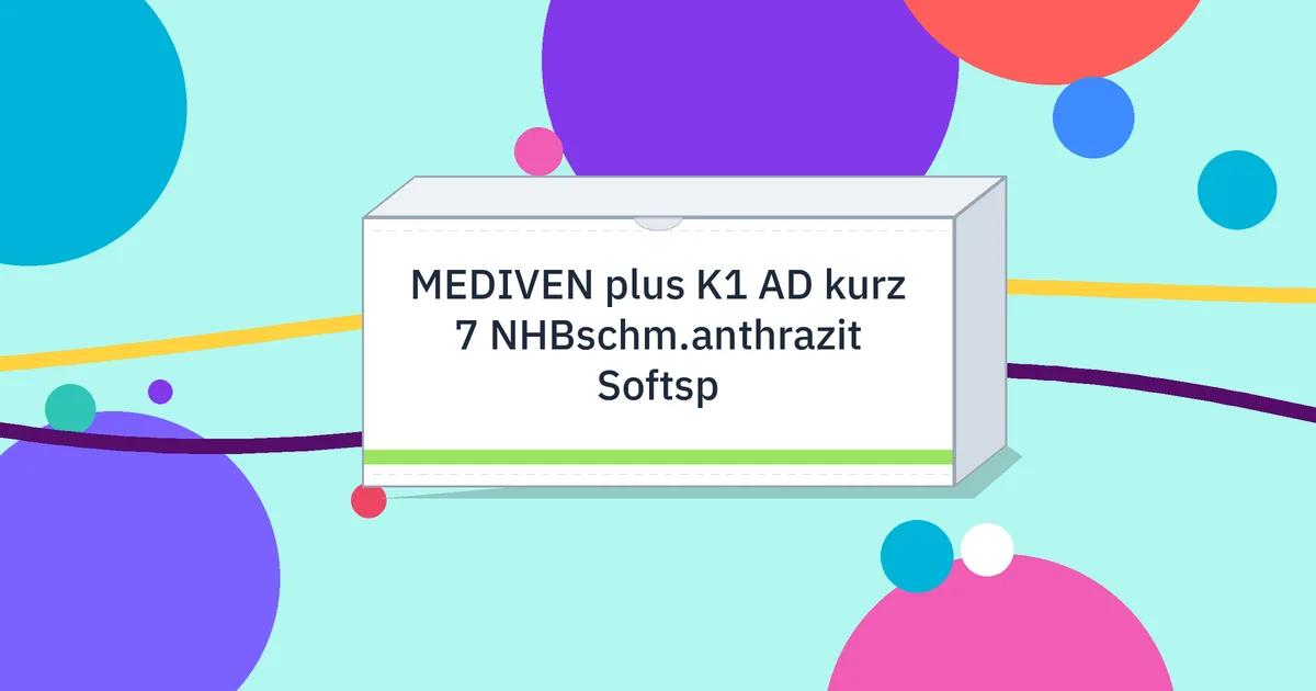 Symbolbild: Packung mit der Aufschrift MEDIVEN plus K1 AD kurz 7 NHBschm.anthrazit Softsp (PZN 15898900) – Verfügbarkeit und Bezug in Apotheken in Frankfurt am Main
