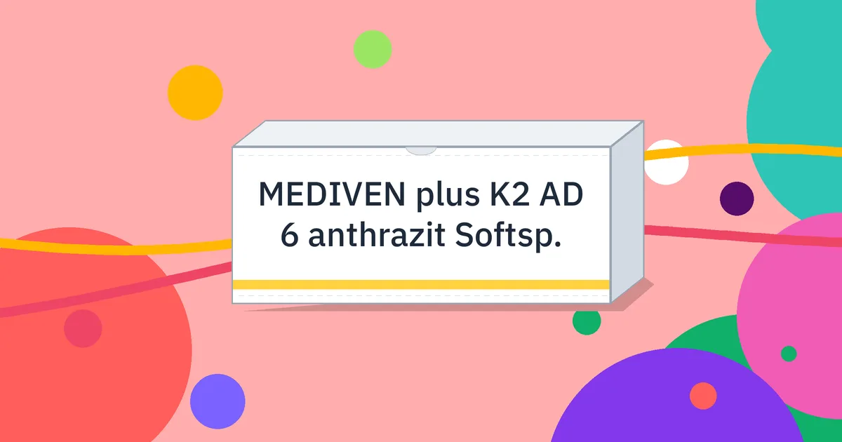 Symbolbild: Packung mit der Aufschrift MEDIVEN plus K2 AD 6 anthrazit Softsp. (PZN 15092781) – Verfügbarkeit und Bezug in Apotheken in Frankfurt am Main
