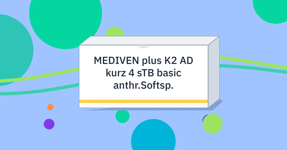 Symbolbild: Packung mit der Aufschrift MEDIVEN plus K2 AD kurz 4 sTB basic anthr.Softsp. (PZN 15099375) – Verfügbarkeit und Bezug in Apotheken in Frankfurt am Main