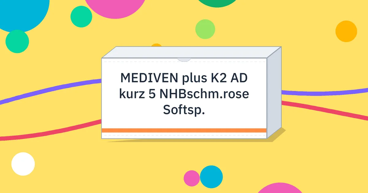 Symbolbild: Packung mit der Aufschrift MEDIVEN plus K2 AD kurz 5 NHBschm.rose Softsp. (PZN 15926594) – Verfügbarkeit und Bezug in Apotheken in Frankfurt am Main