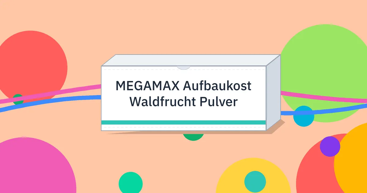 Symbolbild: Packung mit der Aufschrift MEGAMAX Aufbaukost Waldfrucht Pulver (PZN 17670590) – Verfügbarkeit und Bezug in Apotheken in Frankfurt am Main