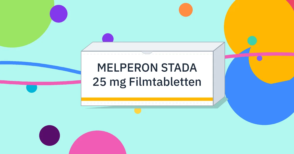 Symbolbild: Packung mit der Aufschrift MELPERON STADA 25 mg Filmtabletten (PZN 08865314) – Verfügbarkeit und Bezug in Apotheken in Frankfurt am Main