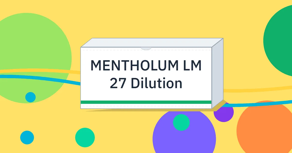 Symbolbild: Packung mit der Aufschrift MENTHOLUM LM 27 Dilution (PZN 13604840) – Verfügbarkeit und Bezug in Apotheken in Frankfurt am Main