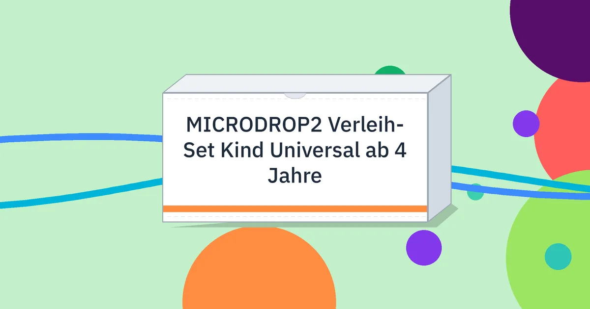 Symbolbild: Packung mit der Aufschrift MICRODROP2 Verleih-Set Kind Universal ab 4 Jahre (PZN 01486022) – Verfügbarkeit und Bezug in Apotheken in Frankfurt am Main