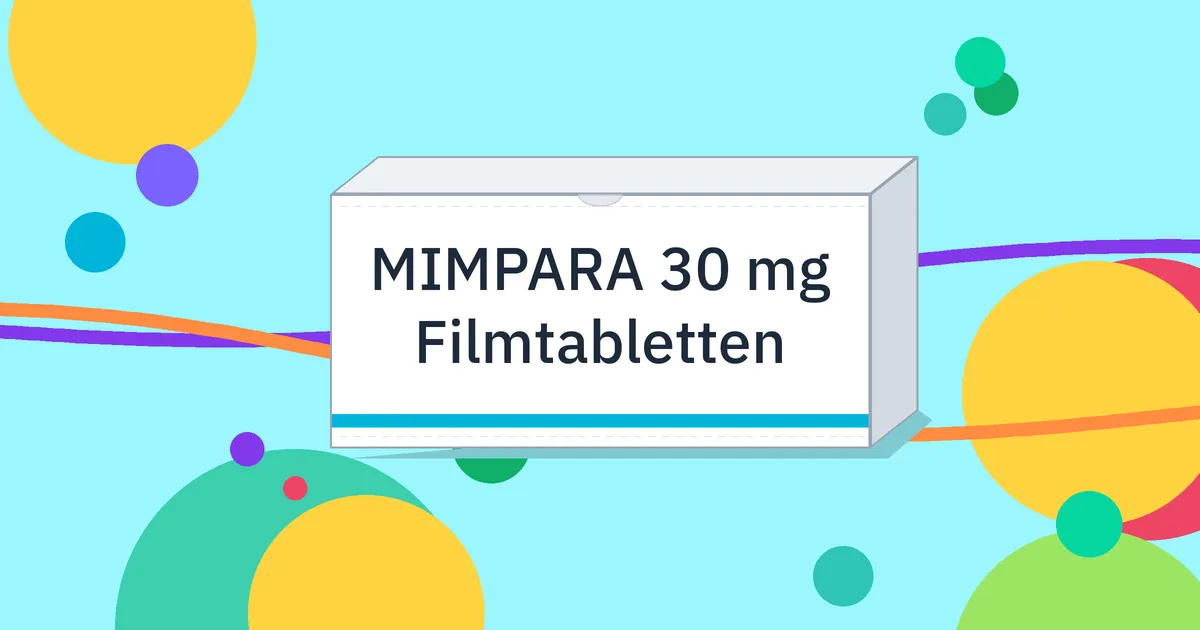 Symbolbild: Packung mit der Aufschrift MIMPARA 30 mg Filmtabletten (PZN 00619136) – Verfügbarkeit und Bezug in Apotheken in Frankfurt am Main