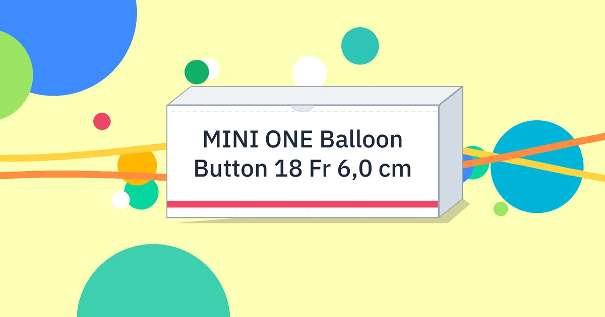 Symbolbild: Packung mit der Aufschrift MINI ONE Balloon Button 18 Fr 6,0 cm (PZN 14342313) – Verfügbarkeit und Bezug in Apotheken in Frankfurt am Main