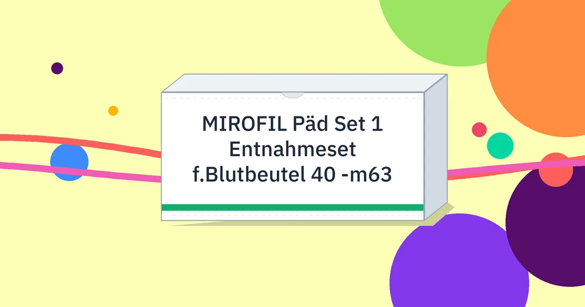 Symbolbild: Packung mit der Aufschrift MIROFIL Päd Set 1 Entnahmeset f.Blutbeutel 40 -m63 (PZN 04500981) – Verfügbarkeit und Bezug in Apotheken in Frankfurt am Main