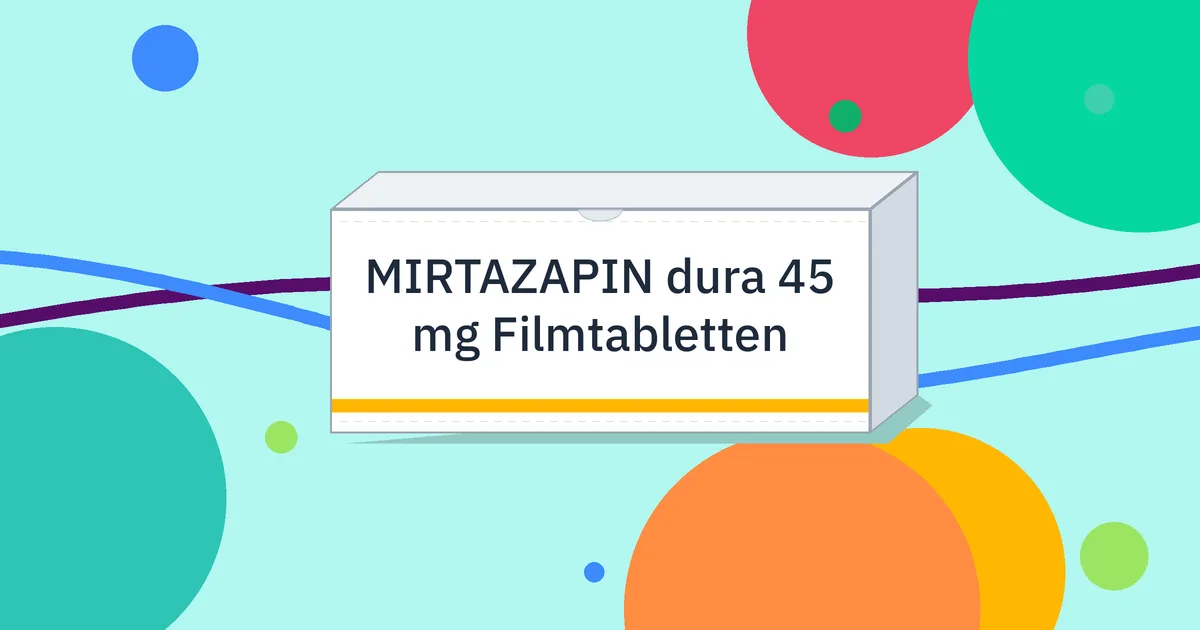Symbolbild: Packung mit der Aufschrift MIRTAZAPIN dura 45 mg Filmtabletten (PZN 03152905) – Verfügbarkeit und Bezug in Apotheken in Frankfurt am Main