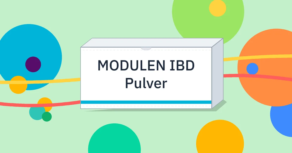 Symbolbild: Packung mit der Aufschrift MODULEN IBD Pulver (PZN 19455890) – Verfügbarkeit und Bezug in Apotheken in Frankfurt am Main