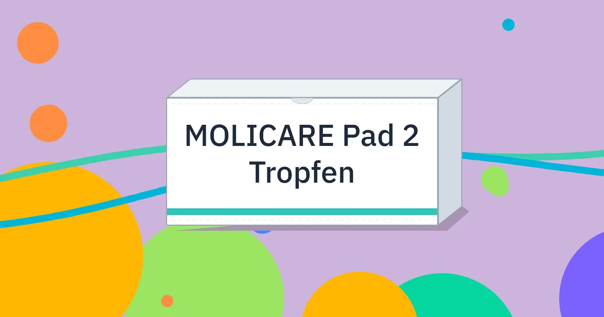 Symbolbild: Packung mit der Aufschrift MOLICARE Pad 2 Tropfen (PZN 15532352) – Verfügbarkeit und Bezug in Apotheken in Frankfurt am Main