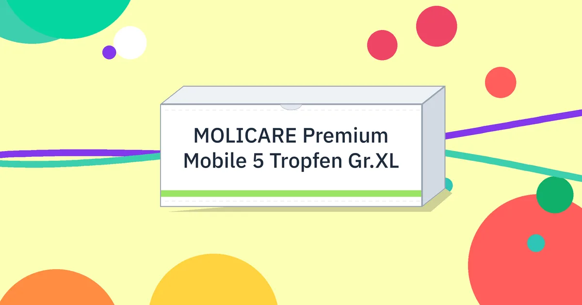 Symbolbild: Packung mit der Aufschrift MOLICARE Premium Mobile 5 Tropfen Gr.XL (PZN 14442813) – Verfügbarkeit und Bezug in Apotheken in Frankfurt am Main
