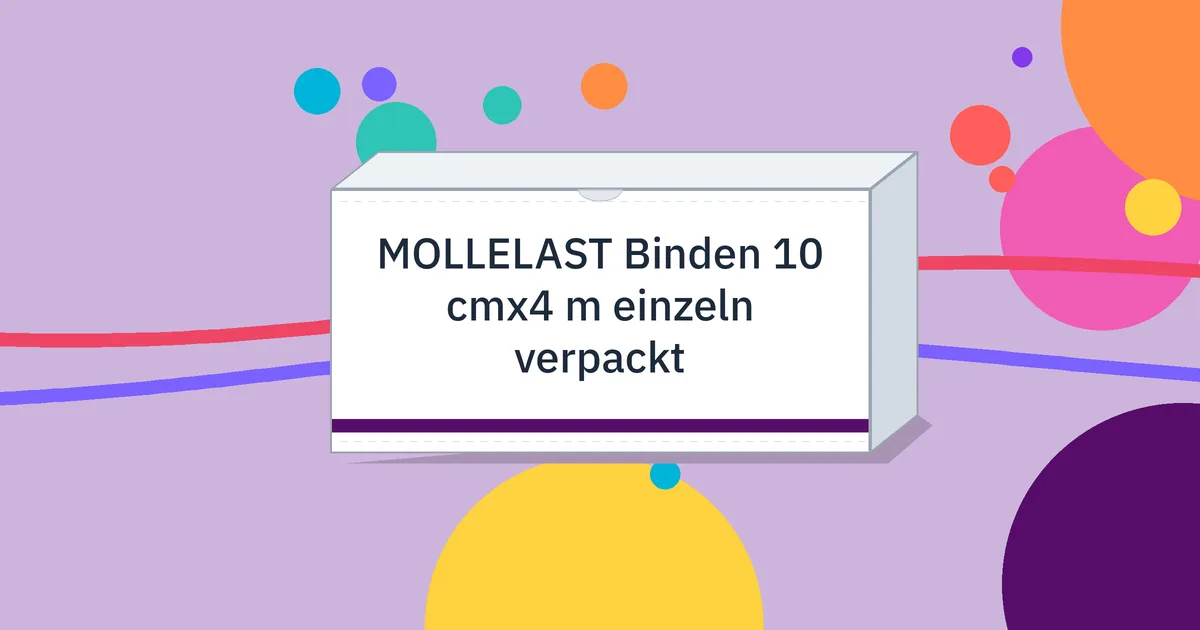 Symbolbild: Packung mit der Aufschrift MOLLELAST Binden 10 cmx4 m einzeln verpackt (PZN 15430462) – Verfügbarkeit und Bezug in Apotheken in Frankfurt am Main