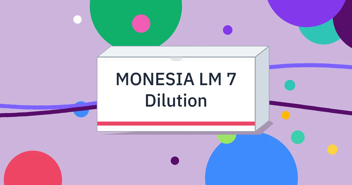 Symbolbild: Packung mit der Aufschrift MONESIA LM 7 Dilution (PZN 13610680) – Verfügbarkeit und Bezug in Apotheken in Frankfurt am Main