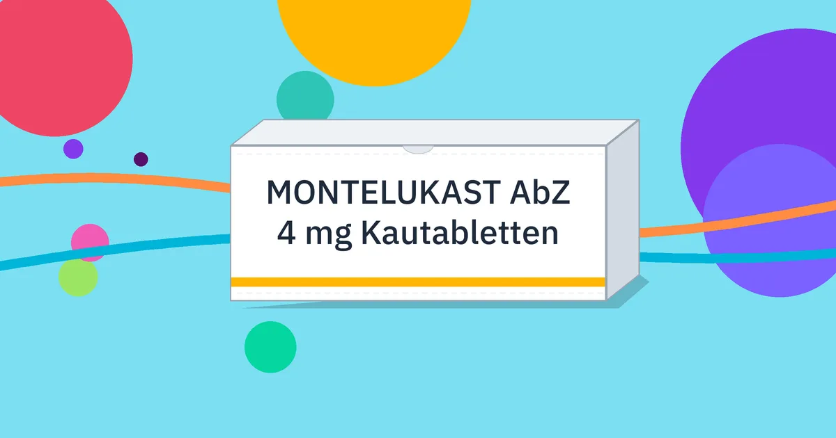 Symbolbild: Packung mit der Aufschrift MONTELUKAST AbZ 4 mg Kautabletten (PZN 09434556) – Verfügbarkeit und Bezug in Apotheken in Frankfurt am Main