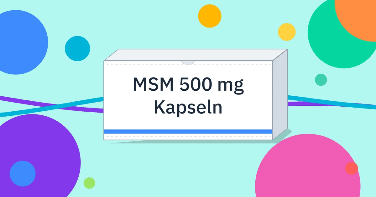 Symbolbild: Packung mit der Aufschrift MSM 500 mg Kapseln (PZN 10917449) – Verfügbarkeit und Bezug in Apotheken in Frankfurt am Main